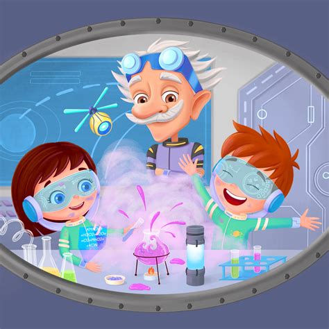 Иллюстрация Космические опыты в стиле детский персонажи реклама