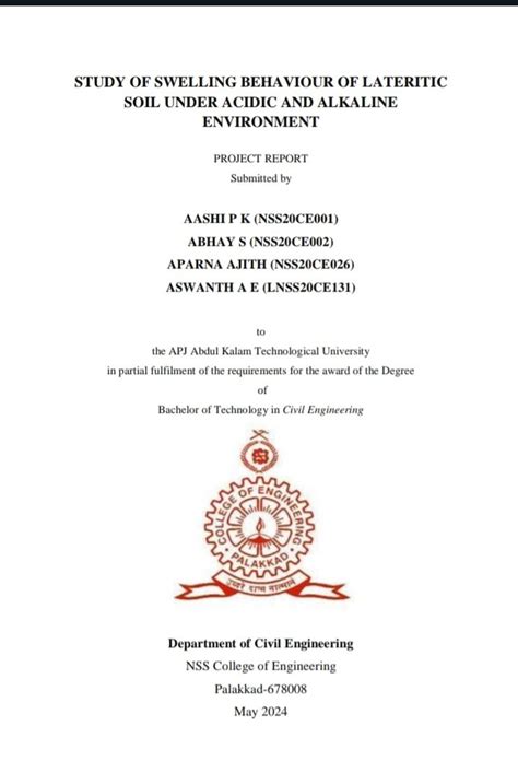 Aashi P K On Linkedin I Have Successfully Completed My Btech Project On Swelling Behaviour Of…