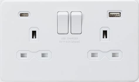 Flat Plate 13A 2G SP Switched Socket Matt White With White Insert Electrical Wholesaler