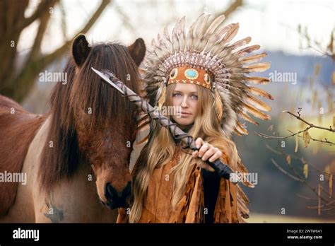 Native American Female Warrior Native American Woman Royalty Free