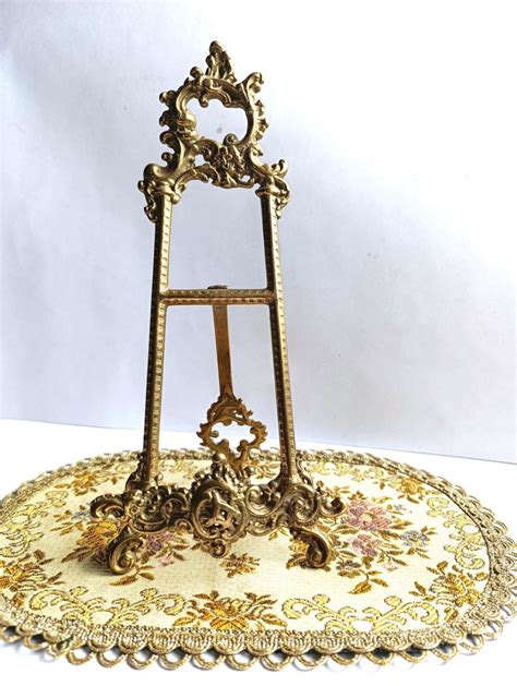 Antique Brass Table Easel Perfect For Showcasing Artwork With A Vintage Flair Elegant Mid