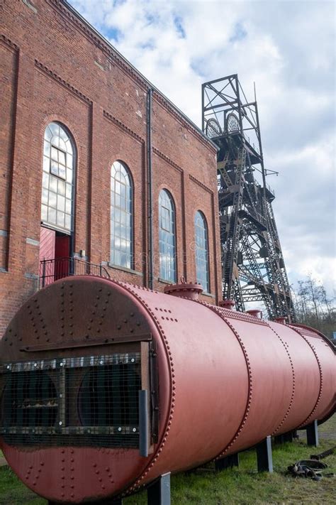Winding Gear Of Coal Mining Colliery Steam Boiler And Engine Shed Stock