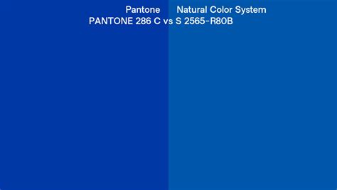 Pantone 286 C Vs Natural Color System S 2565 R80b Side By Side Comparison