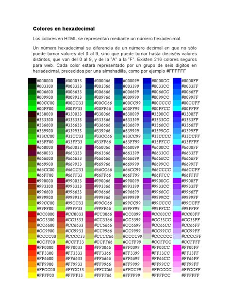 Pdf Colores En Hexadecimal Dokumentips