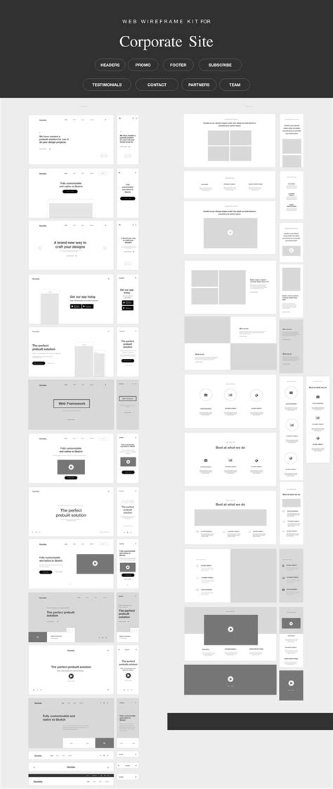 Web Wireframe Kit For Corporate Site Corporate Website Design