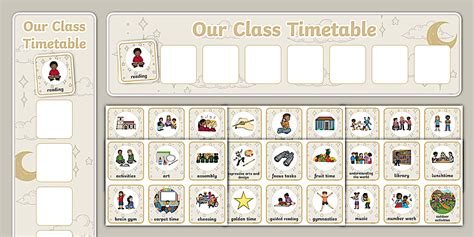 Kindergarten Celestial Themed Reception Visual Timetable