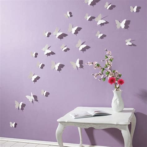 3d Butterfly Wall Stickers White 15pc Butterfly Decorations
