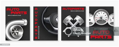 벡터 일러스트 레이 션 자동차 부품 배경 템플릿 세트 현실적인 3d 터보과급기에 대한 스톡 벡터 아트 및 기타 이미지 터보과급기 가장자리 개체 그룹 Istock