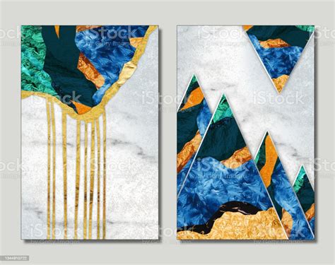 수지 와 추상 미술 기능 미술 수채화 지오드 페인팅 Golden 파란색 청록색과 흰색 대리석과 황금 삼각형 배경 벽 프레임에 대한 3d 벽지 3차원 형태에 대한 스톡 사진