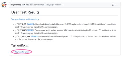 how to test artifacts from pull requests for keyman for linux