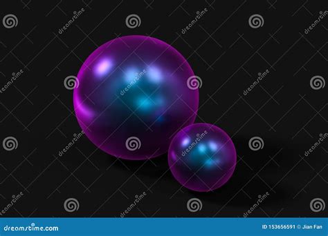 Spheres With The Colorful Surface Dark Background 3d Rendering Stock