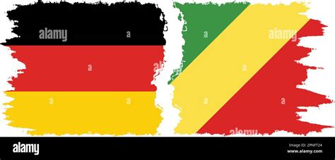 Congo Brazzaville And Germany Grunge Flags Connection Vector Stock