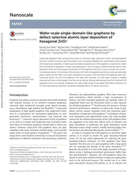 Pdf Wafer Scale Single Domain Like Graphene By Defect Selective