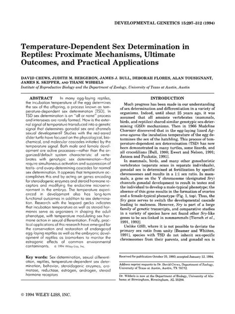 Temperature Dependent Sex Determination In Reptiles Proximate