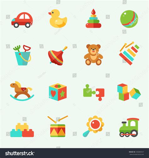 장난감 아이콘 플랫 디자인 스톡 벡터로열티 프리 336885557