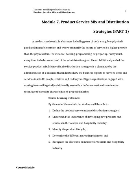 W Module Product Service Mix And Distribution Strategies Part