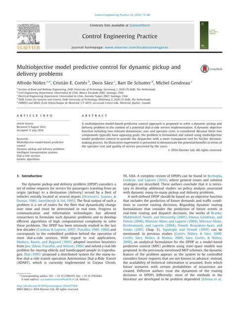 pdf multiobjective model predictive control for dynamic pickup