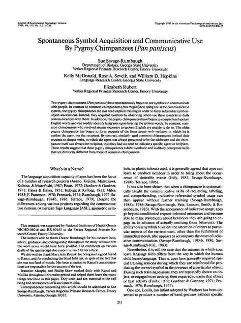 Pdf Spontaneous Symbol Acquisition And Communicative Use By Pygmy