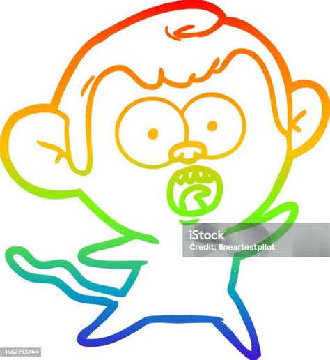 만화 충격을받은 원숭이의 무지개 그라데이션 선 그리기 그라데이션에 대한 스톡 벡터 아트 및 기타 이미지 그라데이션 낙서