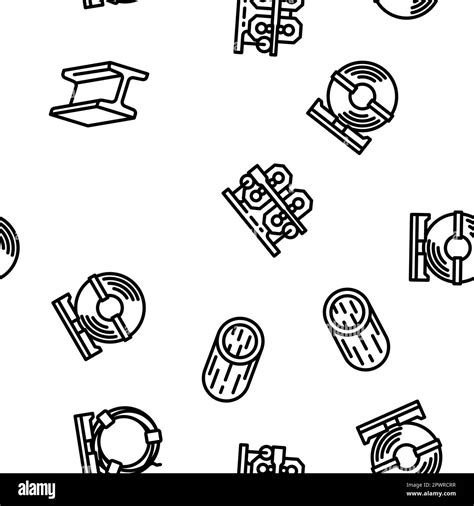 Steel Production Industry Metal Vector Seamless Pattern Thin Line