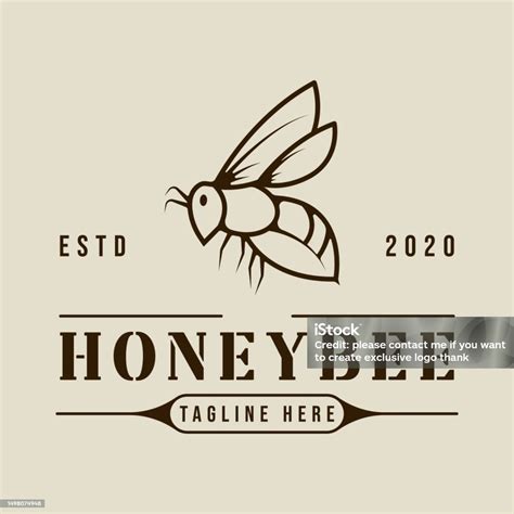 Lebah Logo Garis Seni Vektor Ilustrasi Sederhana Ikon Template Desain