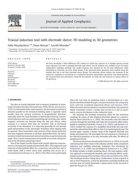 Pdf Triaxial Induction Tool With Electrode Sleeve Fd Modeling In 3d Geometries Dokumentips