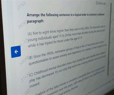 Arrange The Following Sentences In A Logical StudyX