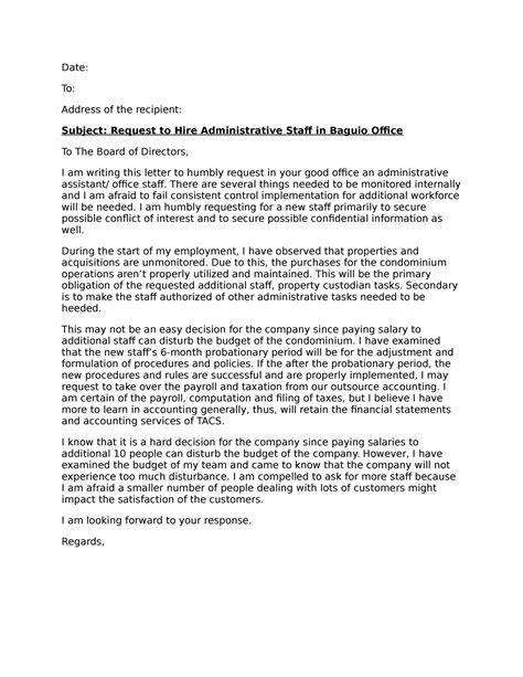 Proposal To Hire Additional Staff Sample Template Template Samples