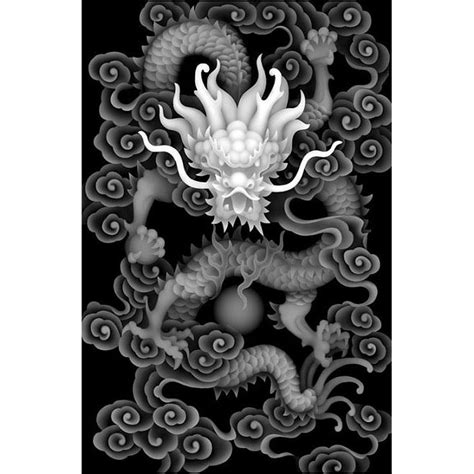 Lf 042精雕图灰度浮雕图雕刻龙凤图库 花瓣网