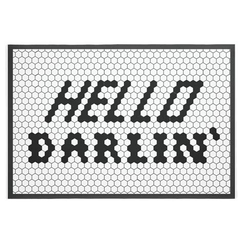 Hello Darlin Black And White Farmhouse Tile Doormat Zazzle Penny Tile Tiles Letter Folk