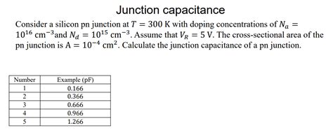 Solved Junction Capacitance Consider A Silicon Pn Junction Chegg Com