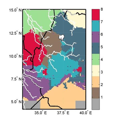 Regionalization Map Of 8 Homogeneous Regions Marked By Different