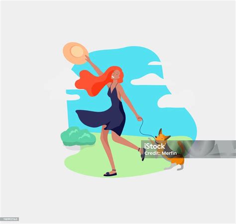 여름 옷에 우산 아래 거리에서 가는 다양한 세련 된 캐릭터 여름 더운 화창한 날씨입니다 색 감정에 대한 스톡 벡터 아트 및 기타 이미지 Istock