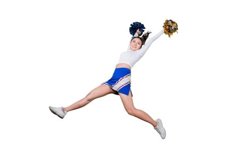 Premium Photo Cheerleader Jumping Against White Background