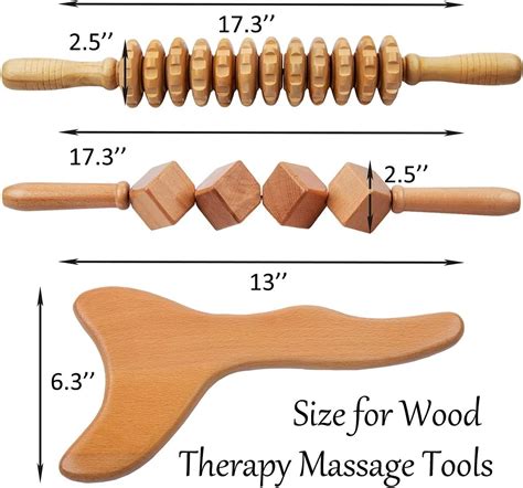 Wood Therapy Massage Tools 3 Piece Set For Lymphatic Drainage
