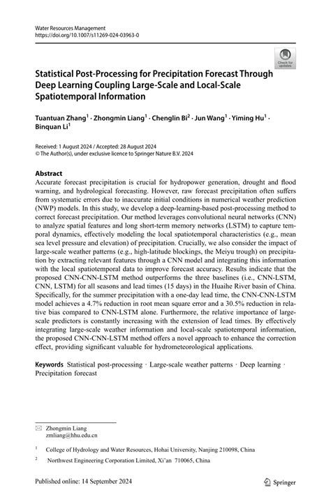 Pdf Statistical Post Processing For Precipitation Forecast Through