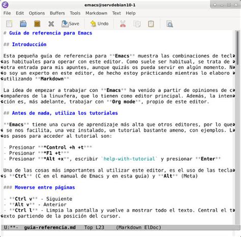una guía de referencia para emacs ochobitshacenunbyte