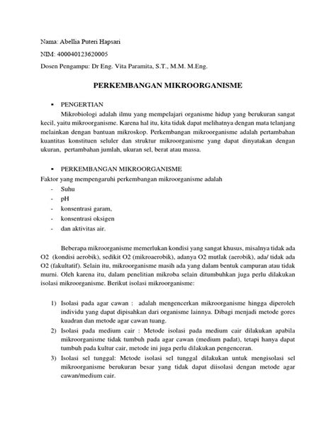 Perkembangan Mikroorganisme Pdf