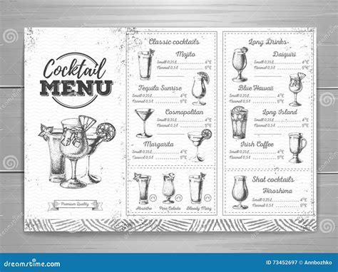Vintage Cocktail Menu Design Stock Vector Illustration Of Coffee