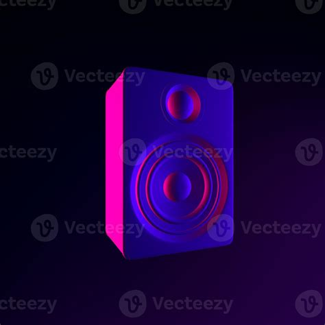 Neon Speaker Icon D Rendering Ui Ux Interface Element Dark Glowing Symbol Stock