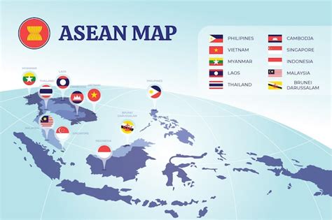 Free Vector Flat Design Asean Map Illustration