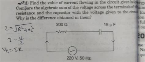 D Find The Value Of Current Flowing In The Circuit Given Belofrgy Compa