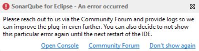 SonarQube For Eclipse 11 0 0 Seems To Do Nothing But Popping Up Error
