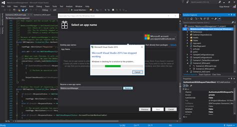 Visual Studio Crashes When I Associate My App With The Store Stack