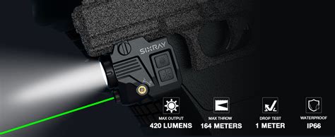 Sixray Green Laser Flashlight For Pistol 420 Lumen Pistol