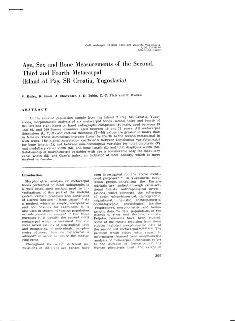 Pdf Age Sex And Bone Measures Of The Second Third And Fourth