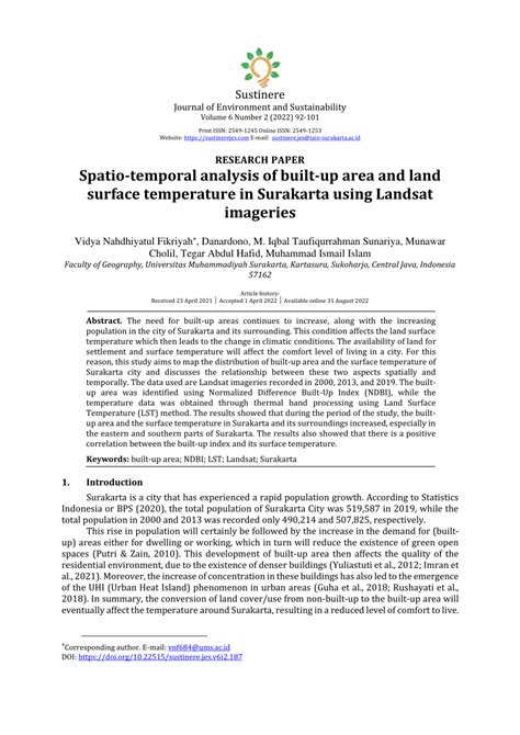 Pdf Spatio Temporal Analysis Of Built Up Area And Land Surface