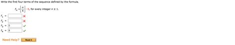 Solved Write The First Four Terms Of The Sequence Defined By Chegg