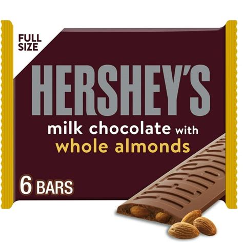 Hersheys Milk Chocolate With Whole Almonds Candy Bars 145 Oz 6 Count