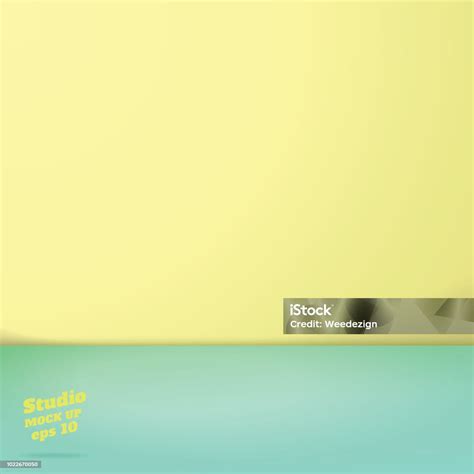 빈 파스텔 녹색과 노란색 두 톤 색상 스튜디오 룸 배경 템플릿 여름 배경 제품의 디스플레이 대 한 모의의 벡터입니다 배경막에 대한 스톡 벡터 아트 및 기타 이미지 Istock